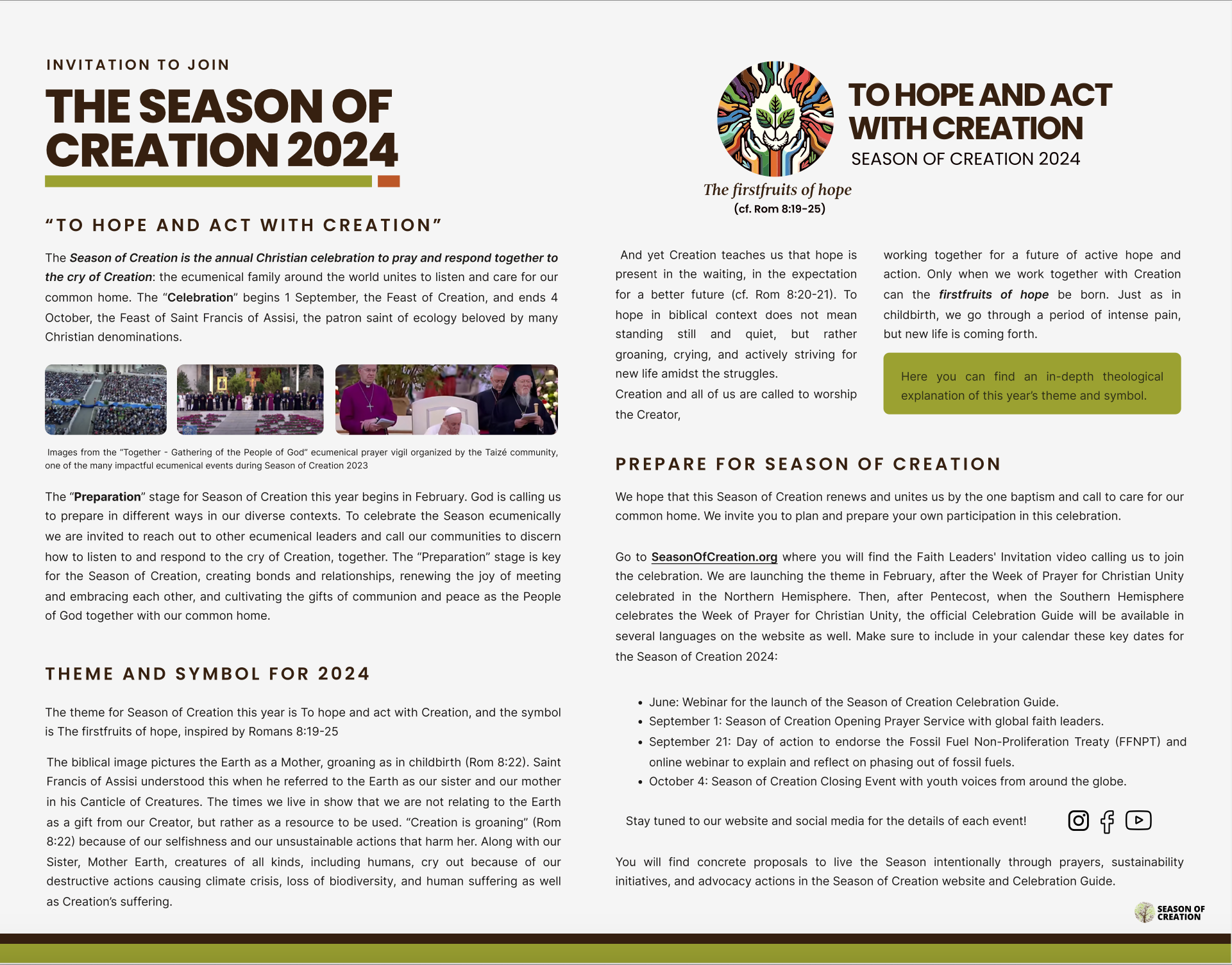 Season of Creation 2024 – To hope and act with Creation - Social ...